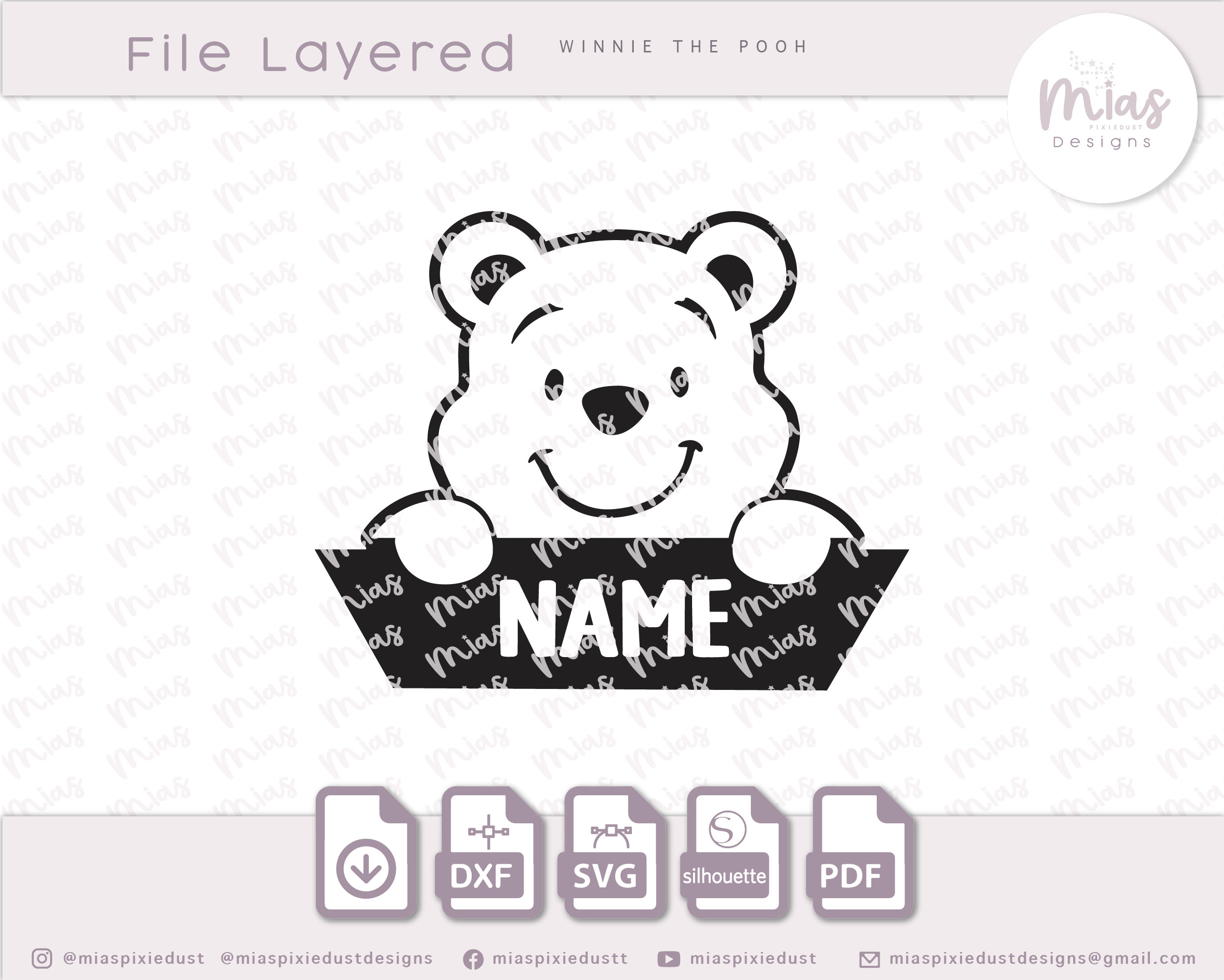 Winnie the Pooh Name SVG File Layered Winnie the Pooh for Creative ...