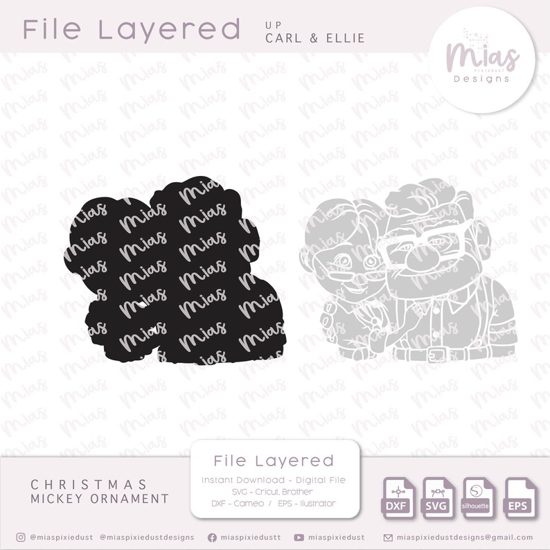 UP Elderly Carl and Ellie SVG File UP Movie Dxf File for Vinyl Carl and ...