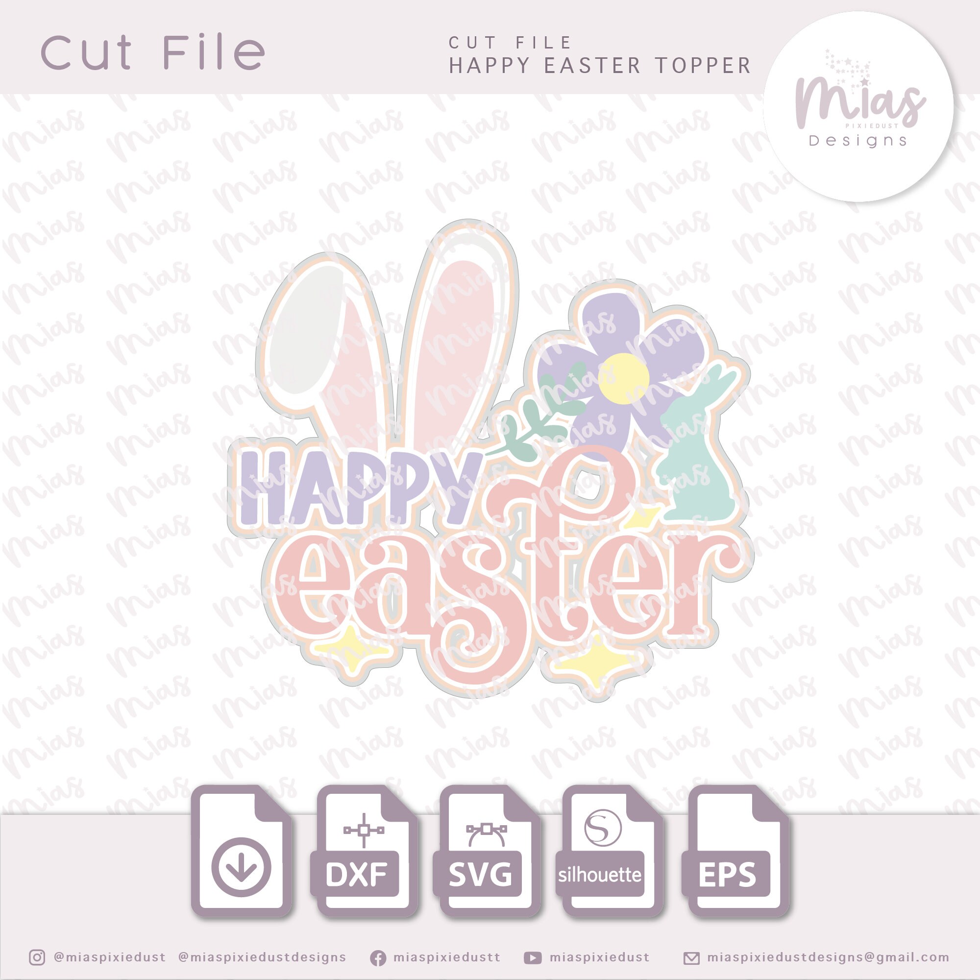 Happy Easter Cake Topper SVG Template Easter File for Cricut Cake ...