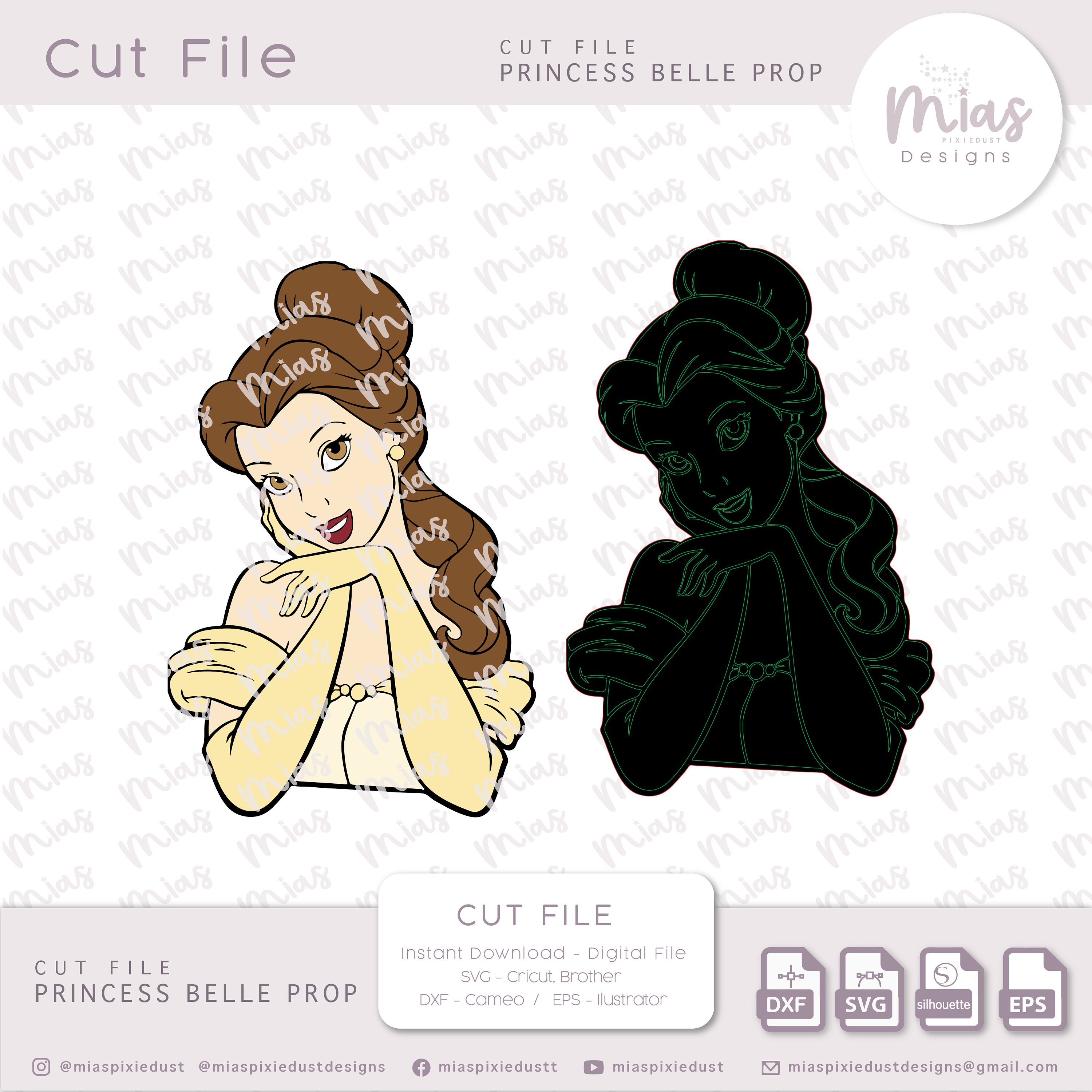 Princess Belle Prop SVG File Beauty and the Beast Cutout Decor File ...