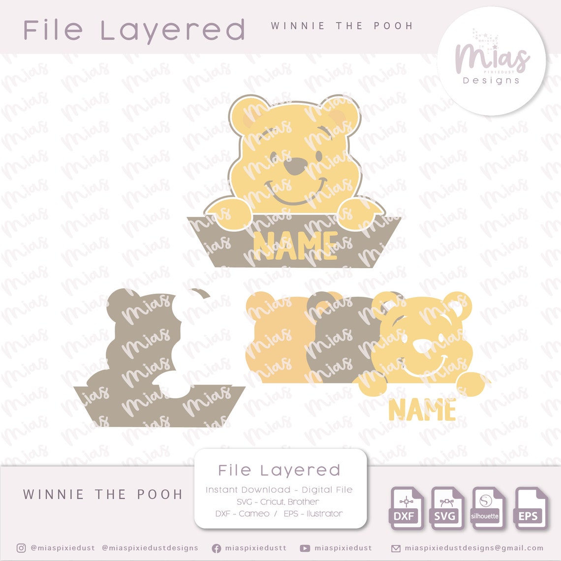 Winnie the Pooh Name SVG File Layered Winnie the Pooh for Creative ...
