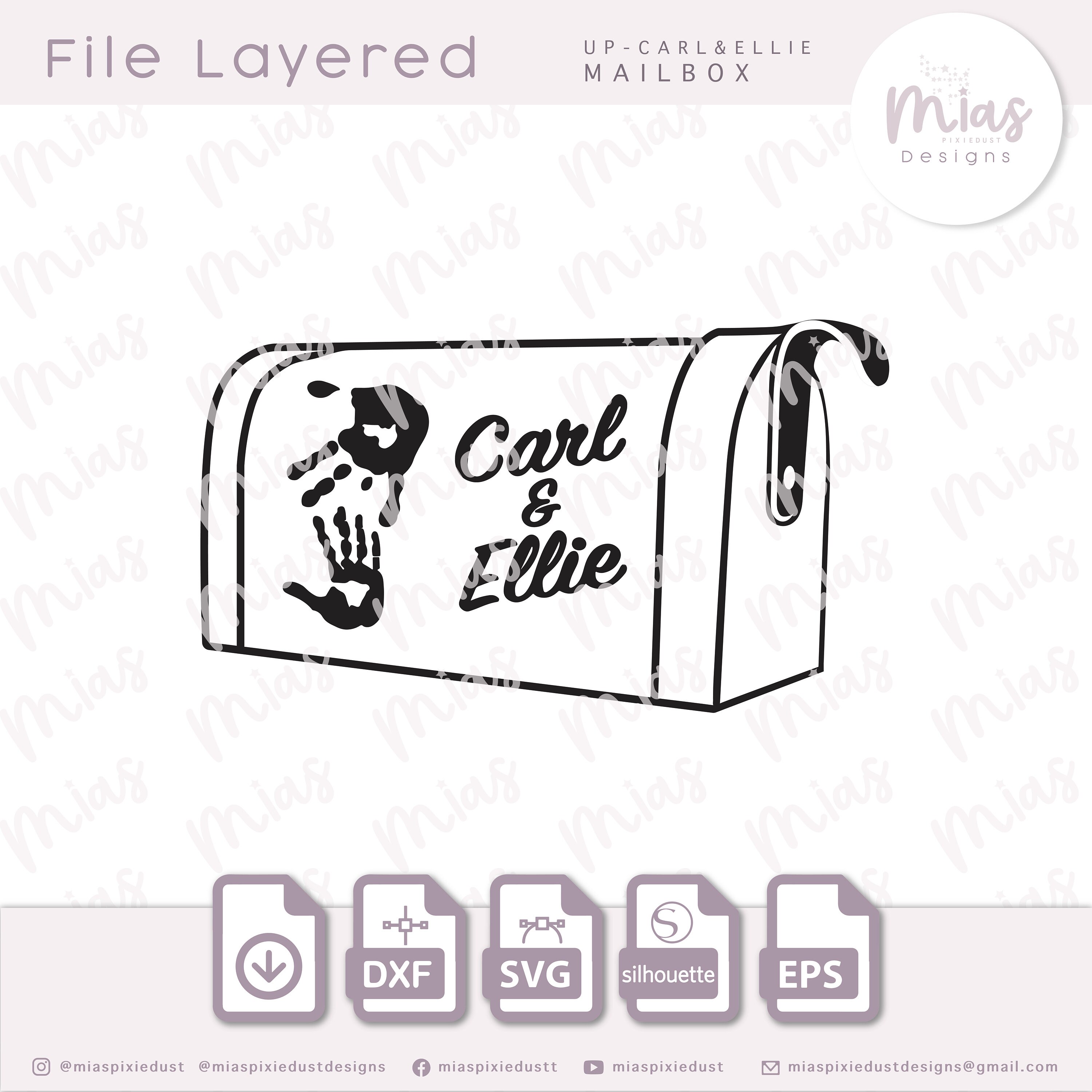 File Layered UP Movie Carl & Ellie Mailbox Handprints Dxf, Svg, Eps ...