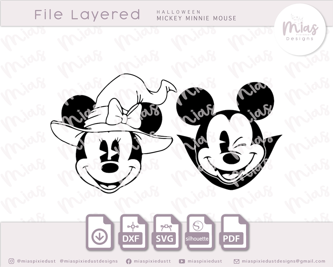 Vampire Minnie and Mickey SVG for Vinyl Minnie Halloween File Mickey ...