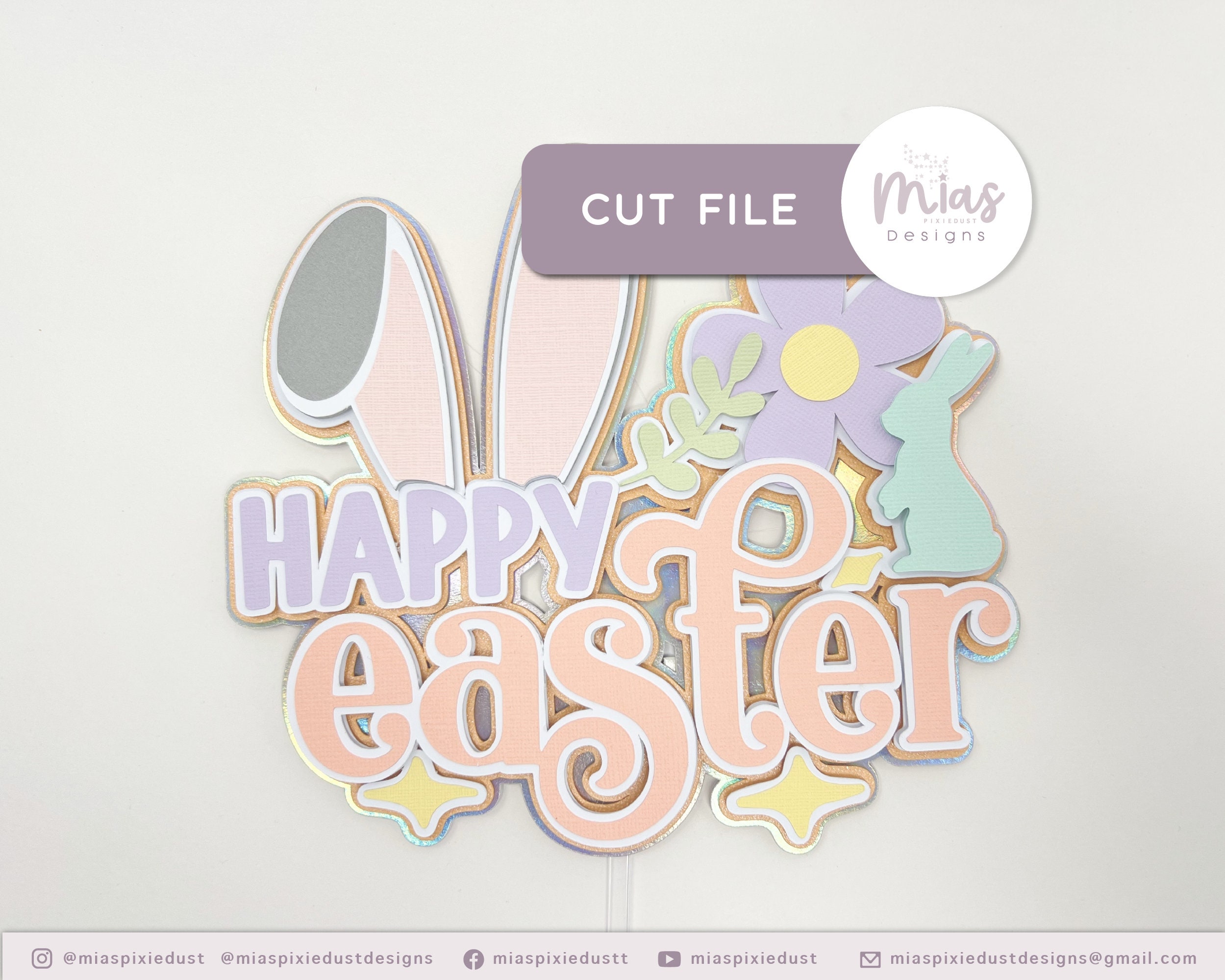 Happy Easter Cake Topper SVG Template Easter File for Cricut Cake ...