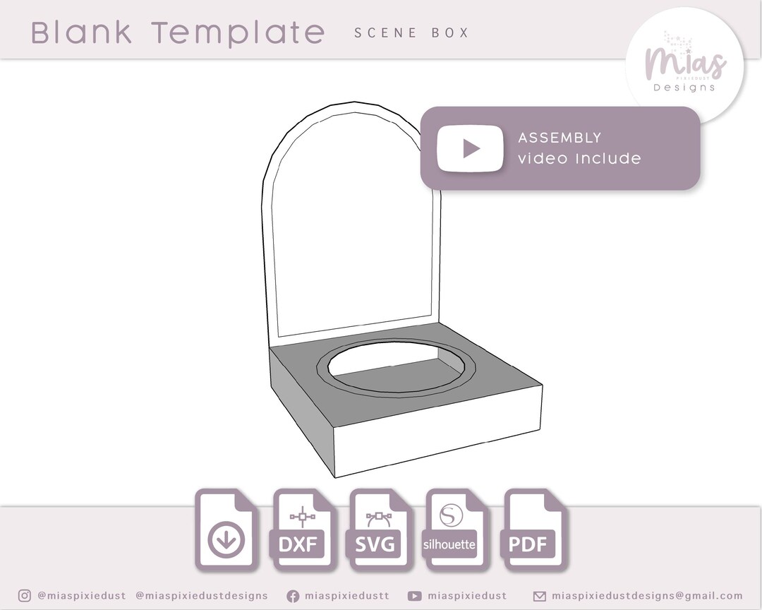Blank 3D Scene Box SVG Template DIY Paper Scene Box Base Cricut Project ...
