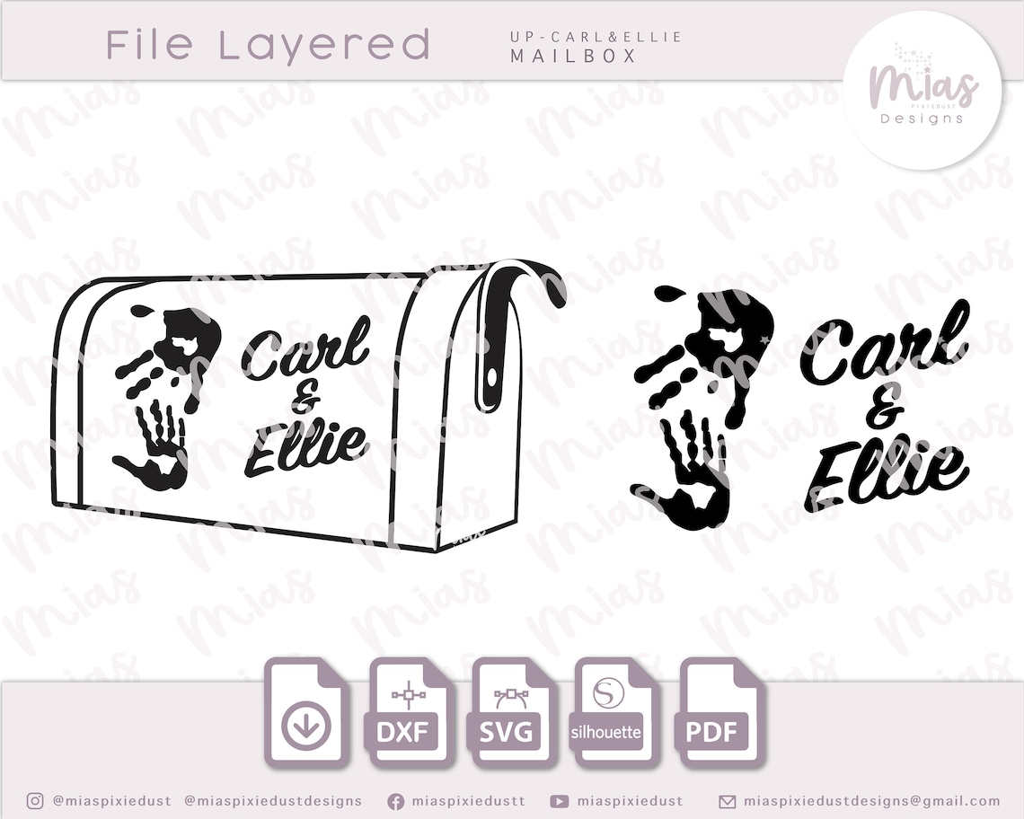 UP Mailbox SVG up Movie Carl & Ellie Mailbox Handprints Dxf File for ...