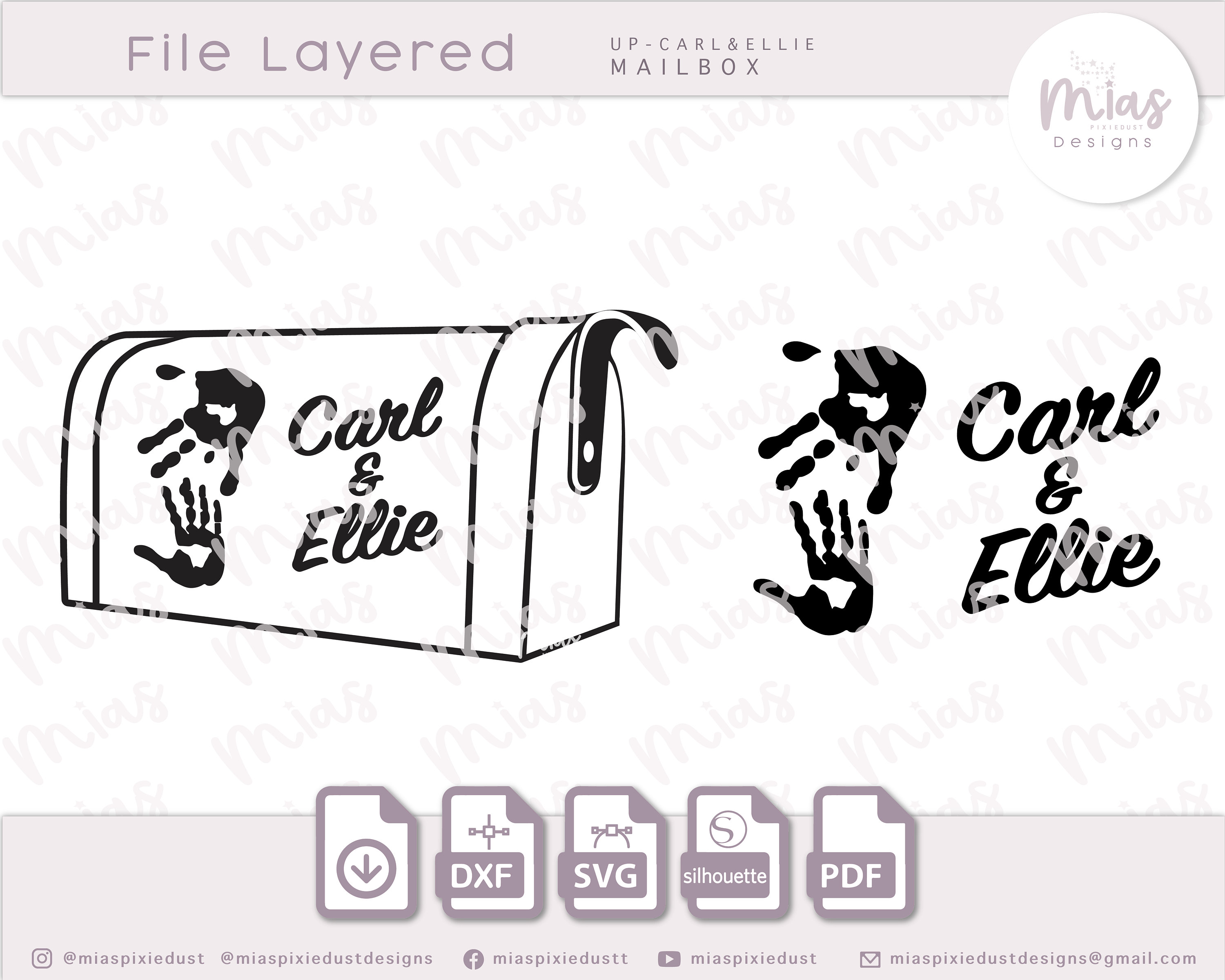 UP Mailbox SVG up Movie Carl & Ellie Mailbox Handprints Dxf File for ...