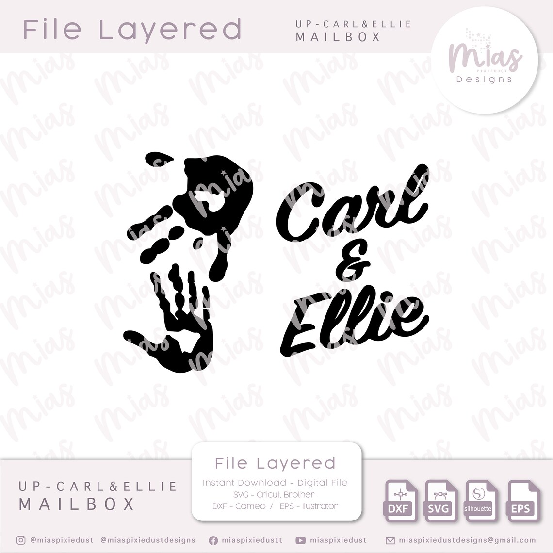 UP Mailbox SVG up Movie Carl & Ellie Mailbox Handprints Dxf File for ...