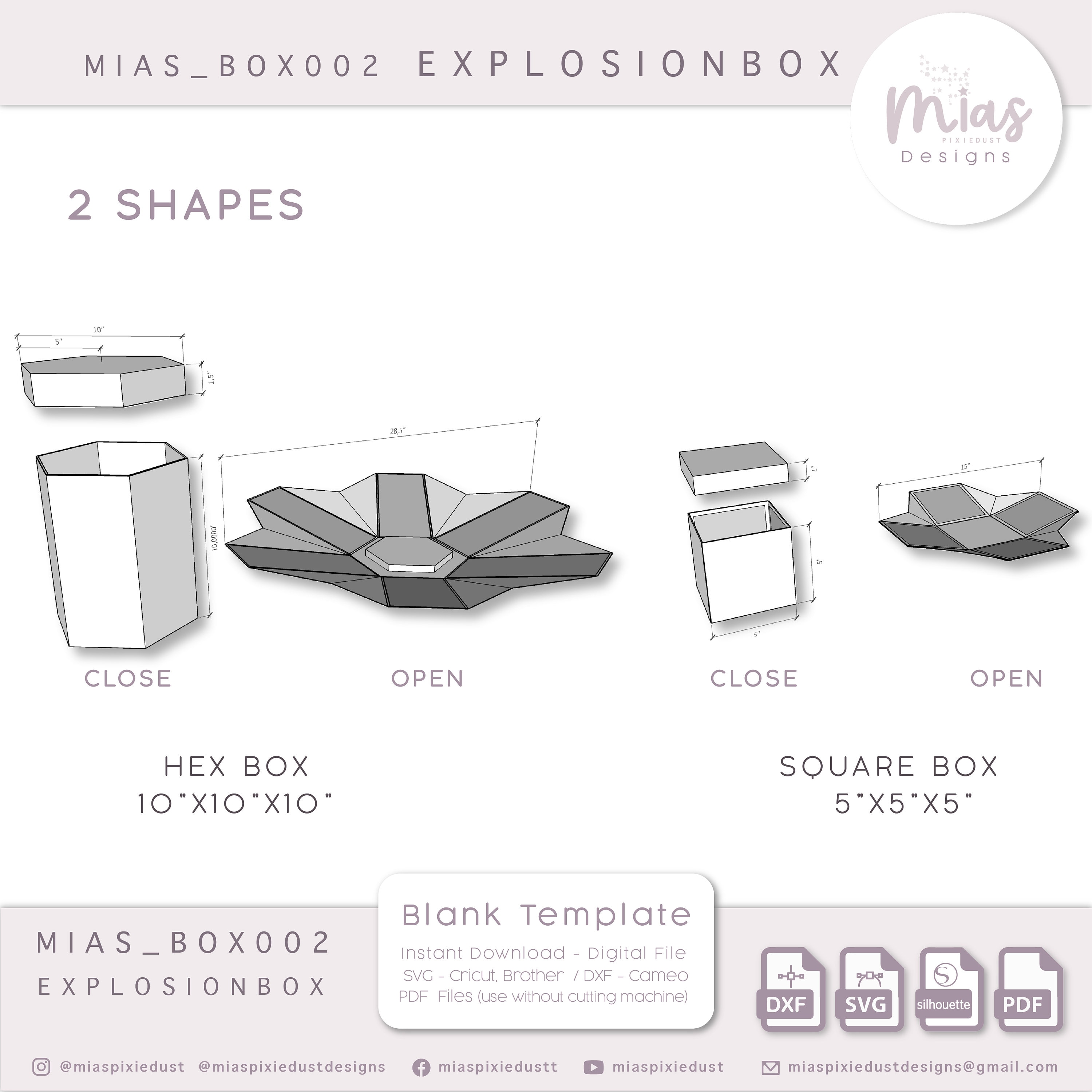 Explosion Box SVG Template Box Digital File Surprise Box Dxf Template ...