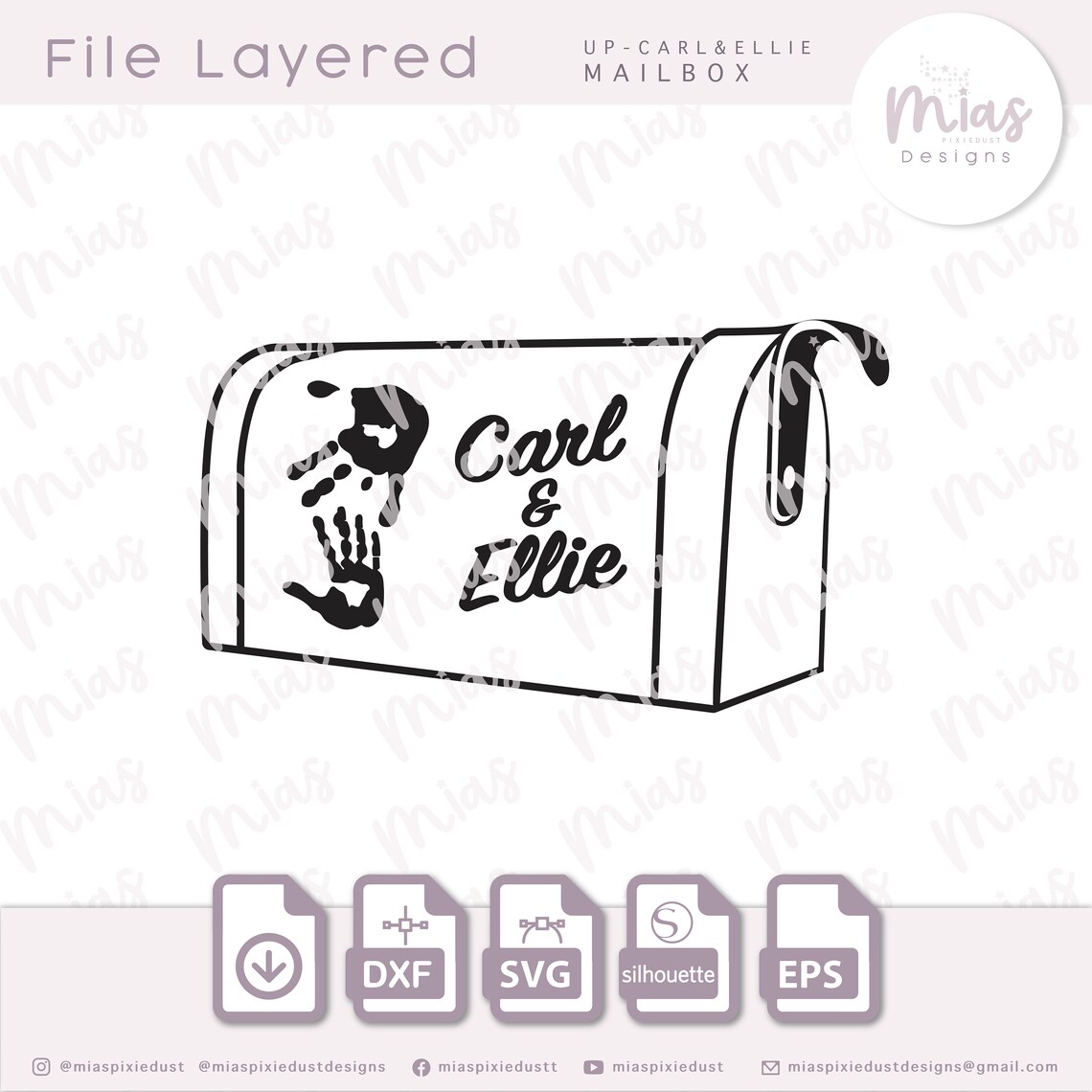 UP Mailbox SVG up Movie Carl & Ellie Mailbox Handprints Dxf File for ...