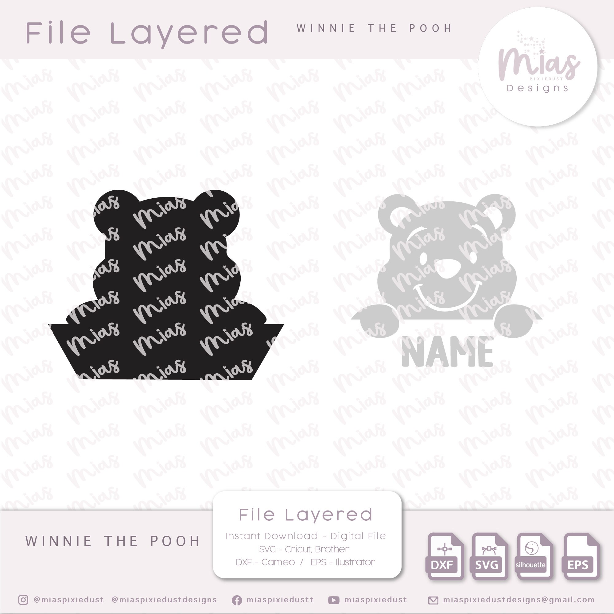 Winnie the Pooh Name SVG File Layered Winnie the Pooh for Creative ...