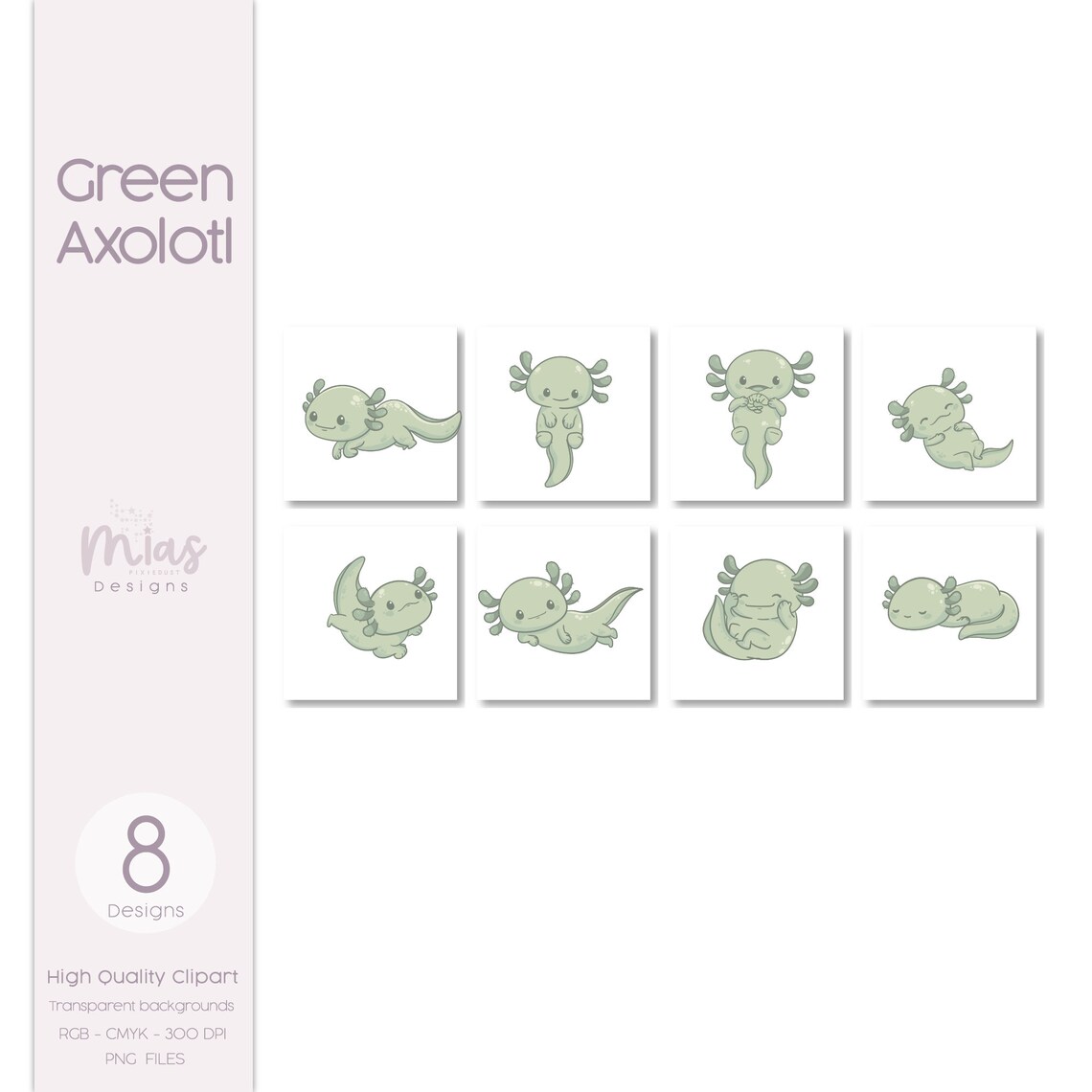 Axolotl Clip Art Cute Axolotl Green PNG Kawaii Axolotl Image Under the ...