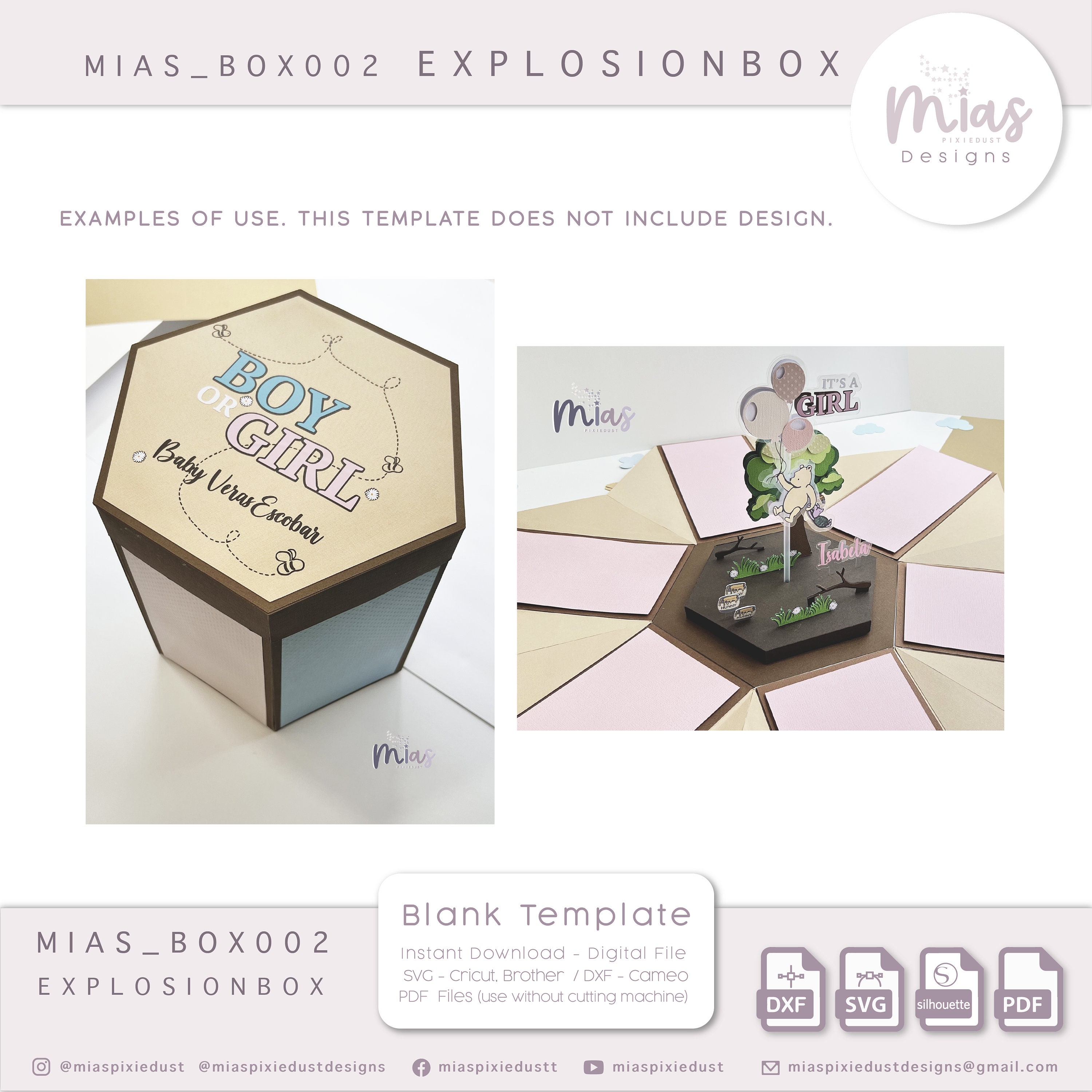 Explosion Box SVG Template Box Digital File Surprise Box Dxf Template ...