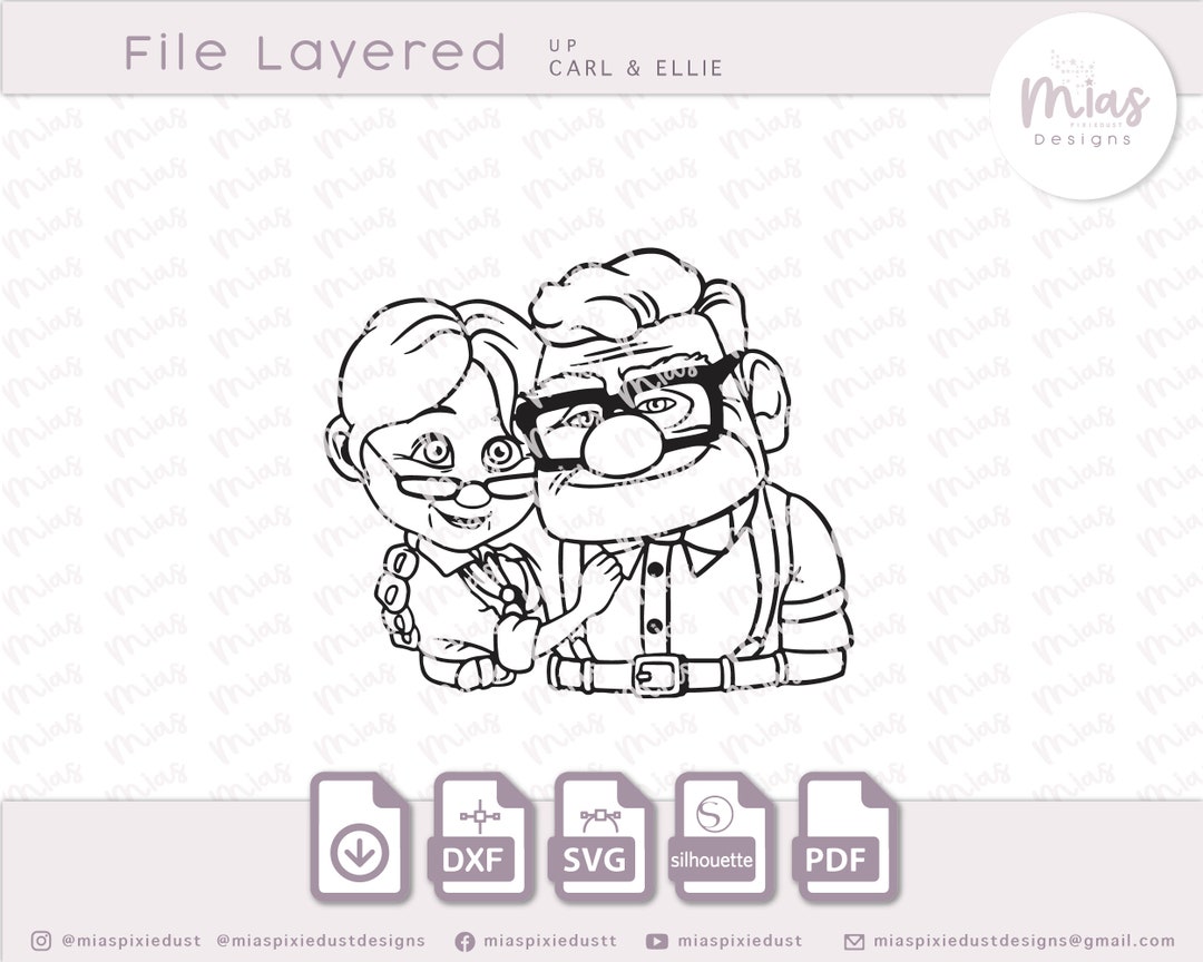 UP Elderly Carl and Ellie SVG File UP Movie Dxf File for Vinyl Carl and ...