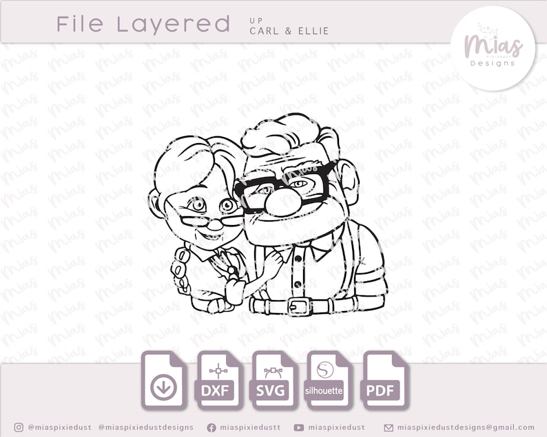 UP Elderly Carl and Ellie SVG File UP Movie Dxf File for Vinyl Carl and ...