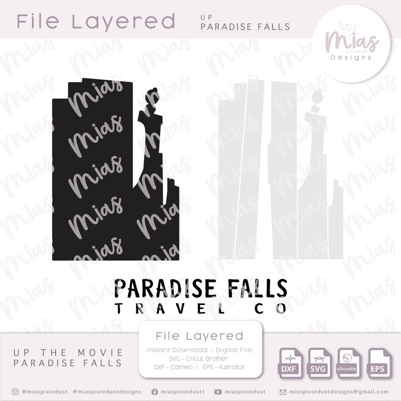 Paradise Falls UP SVG File up the Movie Dxf File for Vinyl Falls Svg ...