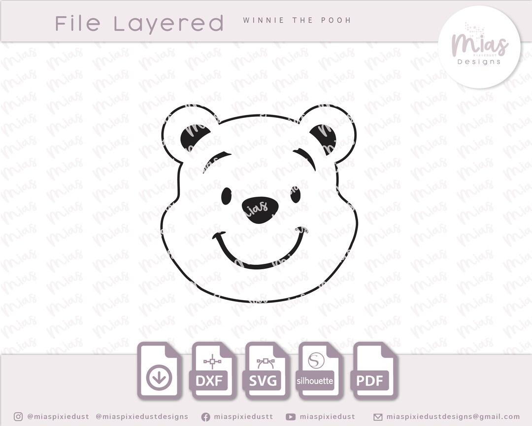 Winnie the Pooh Face SVG Winnie File Layered Winnie the Pooh for ...