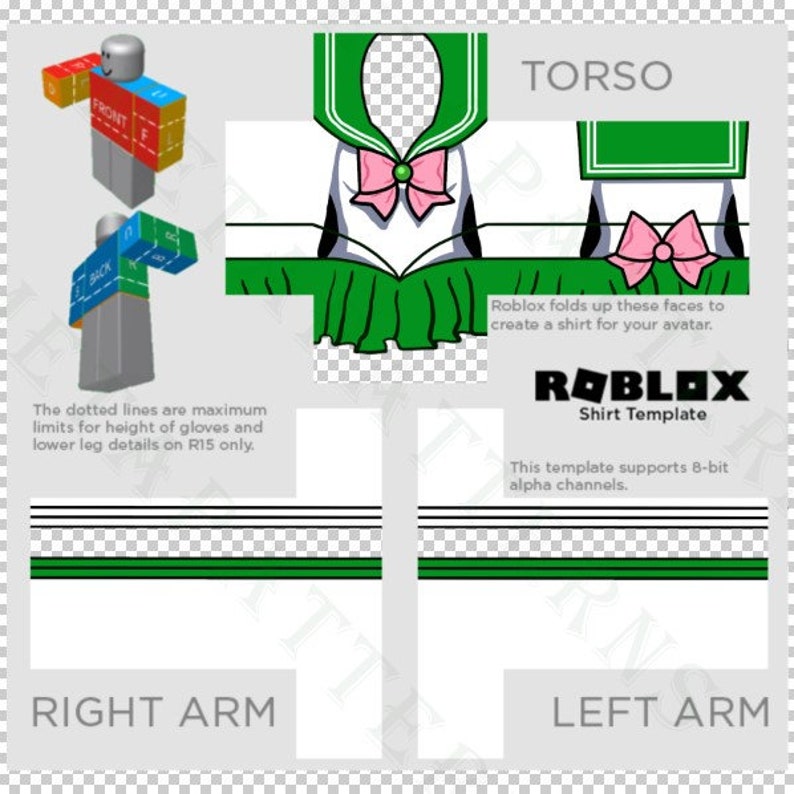 ROBLOX Sailor Jupiter Uniform TOPS - Avatar Clothes - Digital Paper - 1 ...