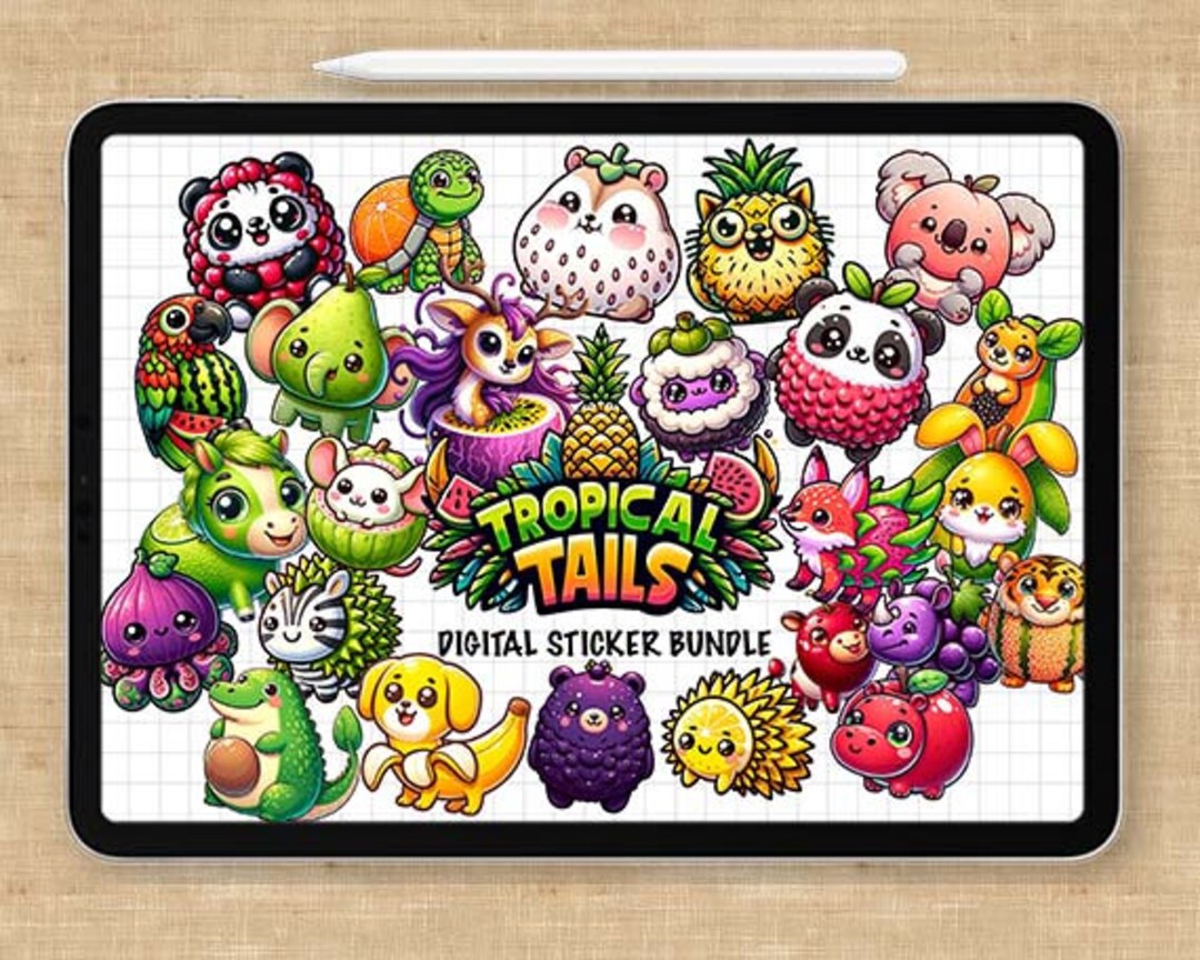 TROPICAL TAILS Goodnotes Stickers | Digital Stickers | Hand Drawn | Pre ...