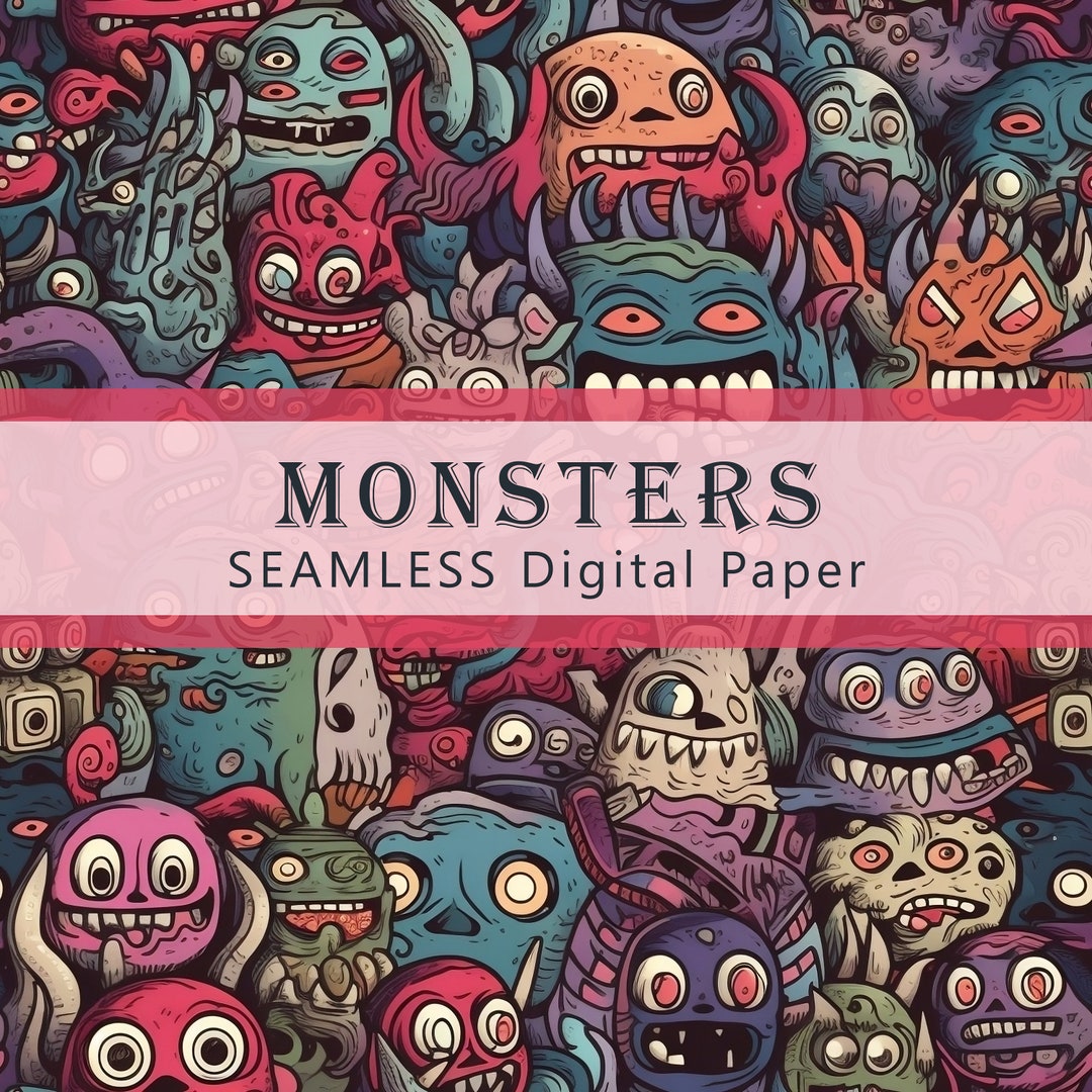 Monsters, SEAMLESS Patterns - Digital Paper - 1 Design - 3600 X 3600 ...