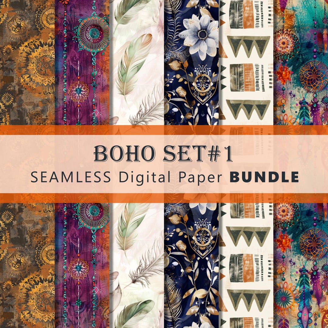 BOHO Set#1 BUNDLE Digital Paper - 6 Designs - 3600 X 3600 Pixels (37.5 ...
