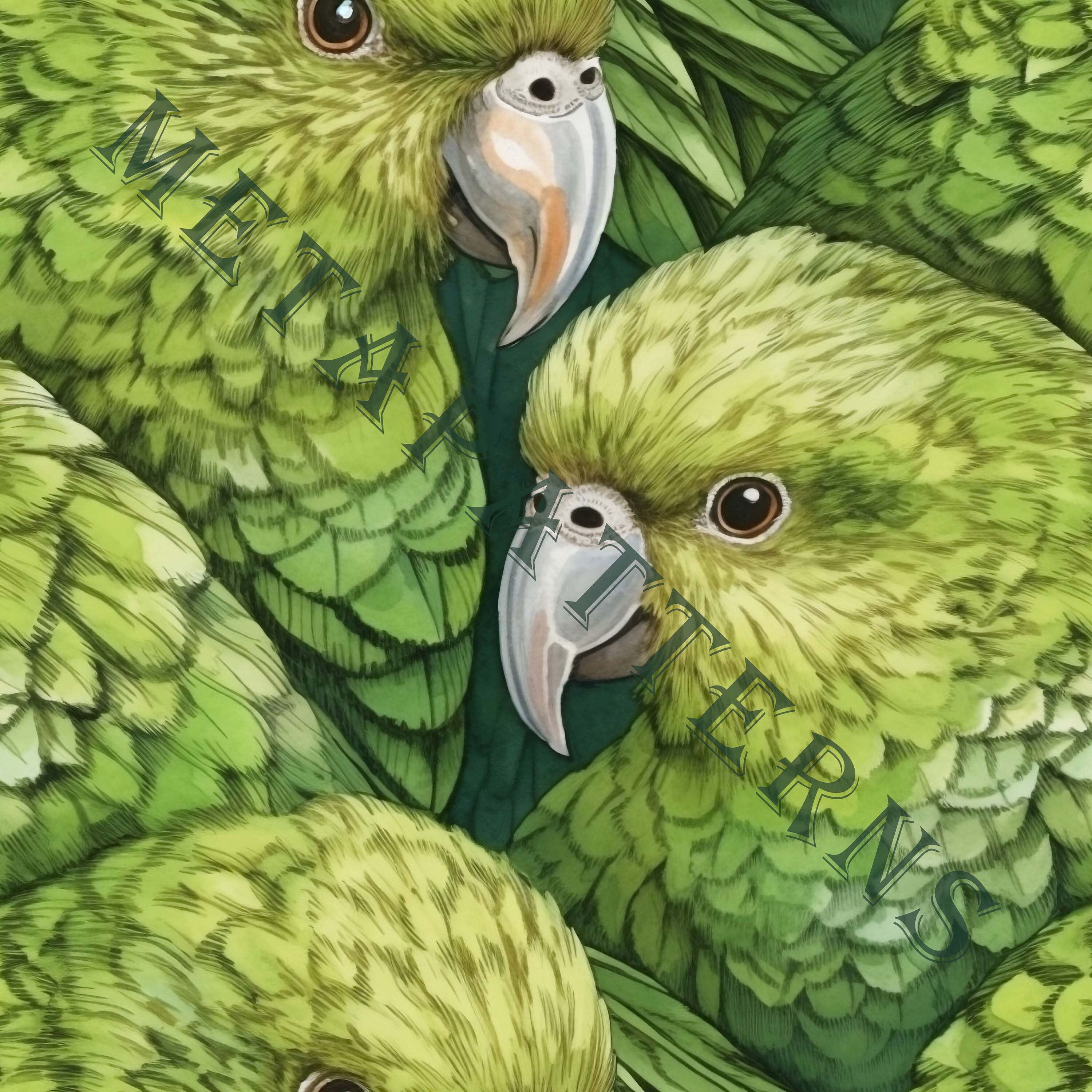 Green Parrots #1, SEAMLESS Patterns - Digital Paper - 1 Design - 3600 X ...