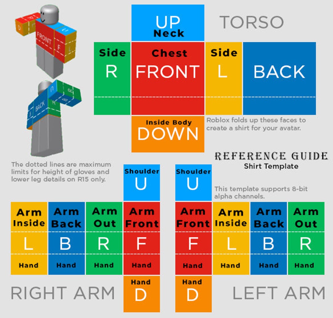 ROBLOX Shirt Template Cutout & Guide Digital Paper 2 - Etsy