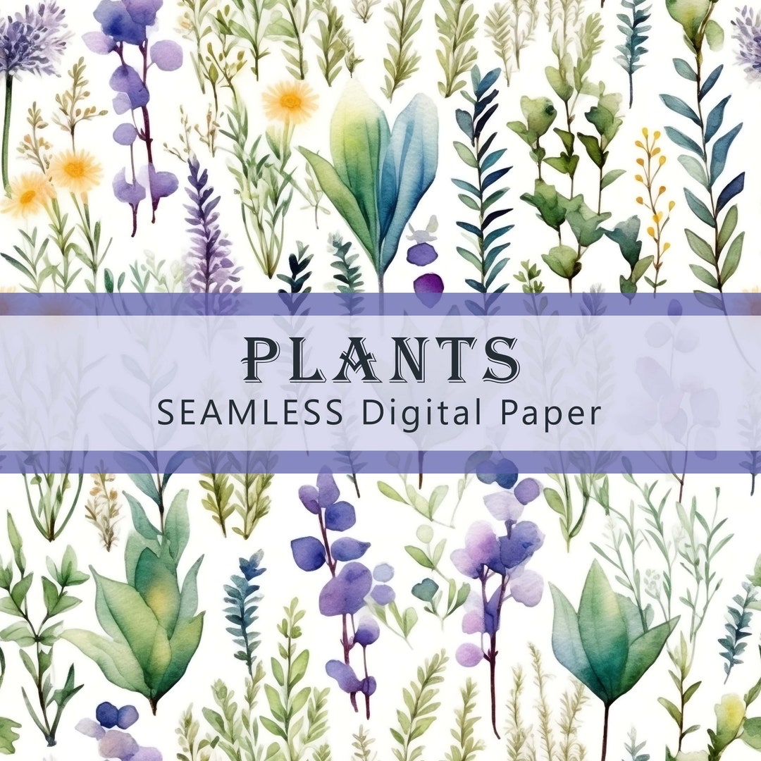 Plants #3, SEAMLESS Patterns - Digital Paper - 1 Design - 3600 X 3600 ...