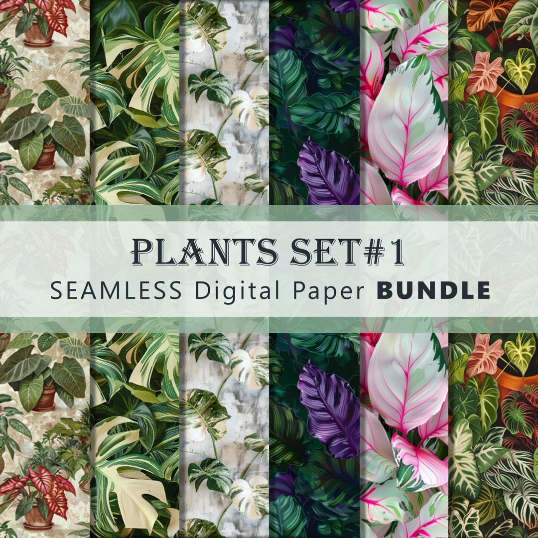 PLANTS Set#1 BUNDLE Digital Paper - 6 Designs - 3600 X 3600 Pixels (37. ...