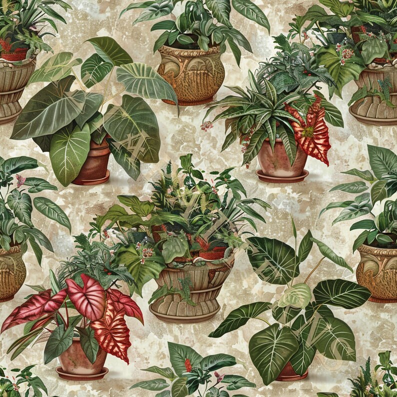 PLANTS Set#1 BUNDLE Digital Paper - 6 Designs - 3600 X 3600 Pixels (37. ...