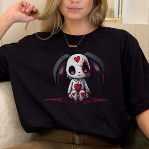 Creepy Cute Rabbit T-shirt, Yami Kawaii Hoodie, Plus Sized Goth Shirt ...