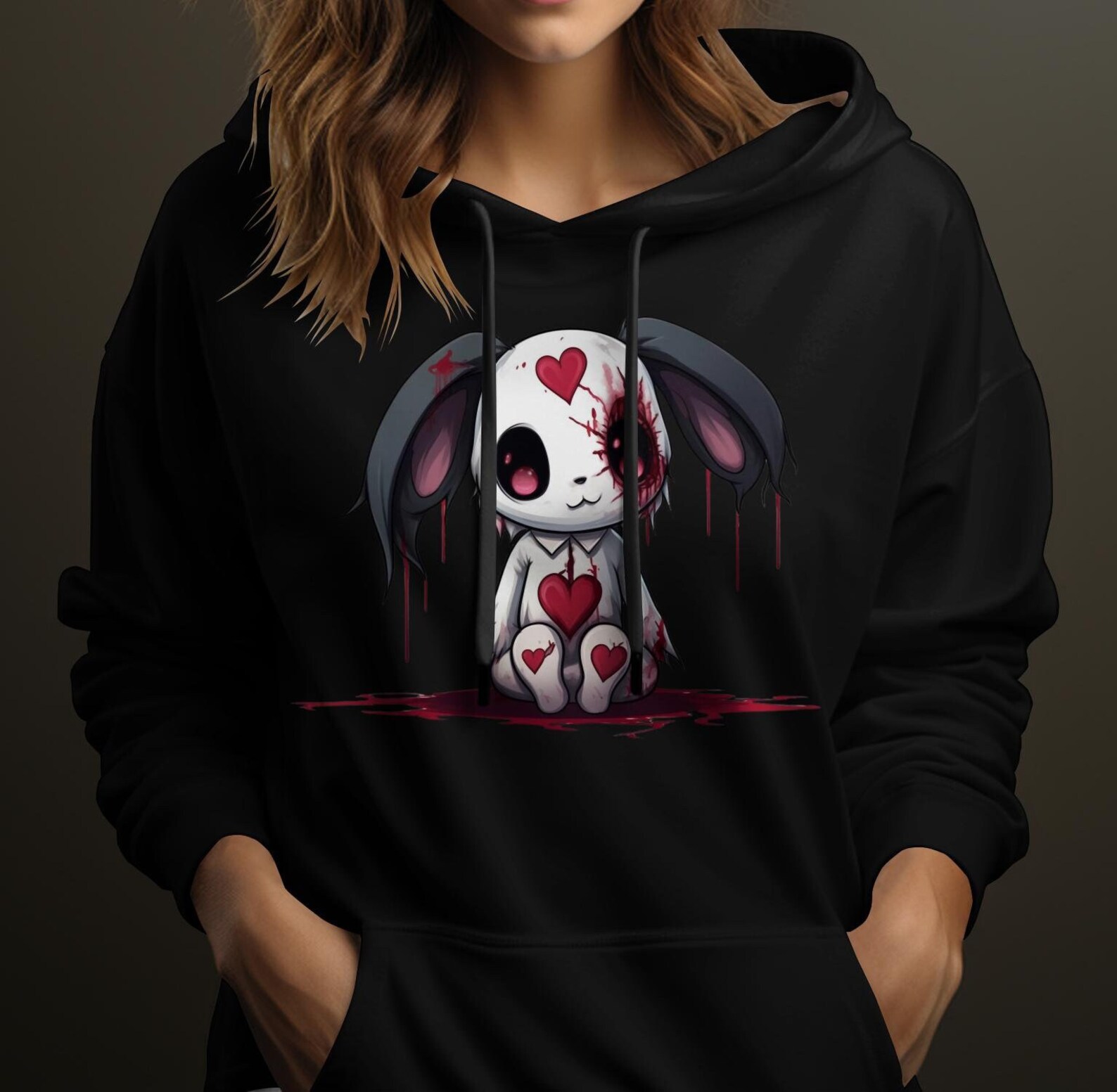 Creepy Cute Rabbit T-shirt, Yami Kawaii Hoodie, Plus Sized Goth Shirt ...