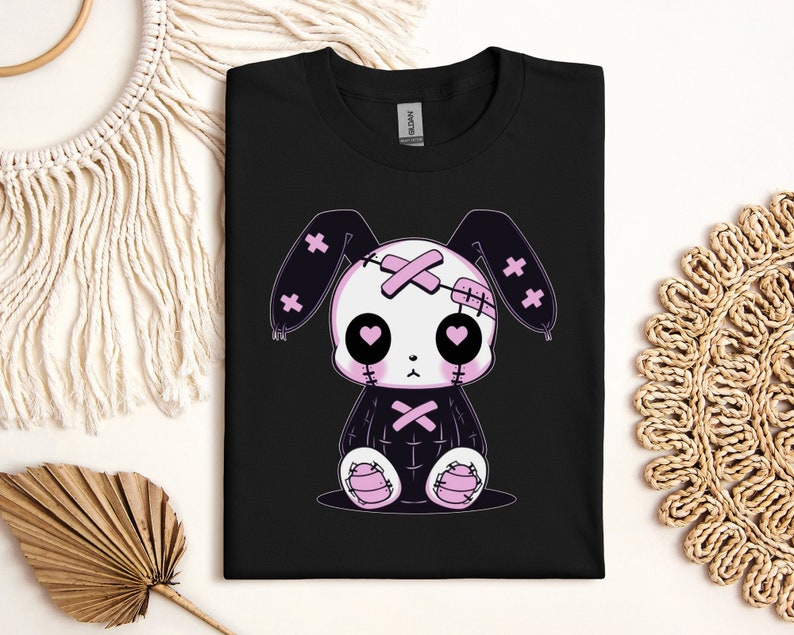 Creepy Cute Rabbit T-shirt, Yami Kawaii, Soft Goth Aesthetic, Edgy ...