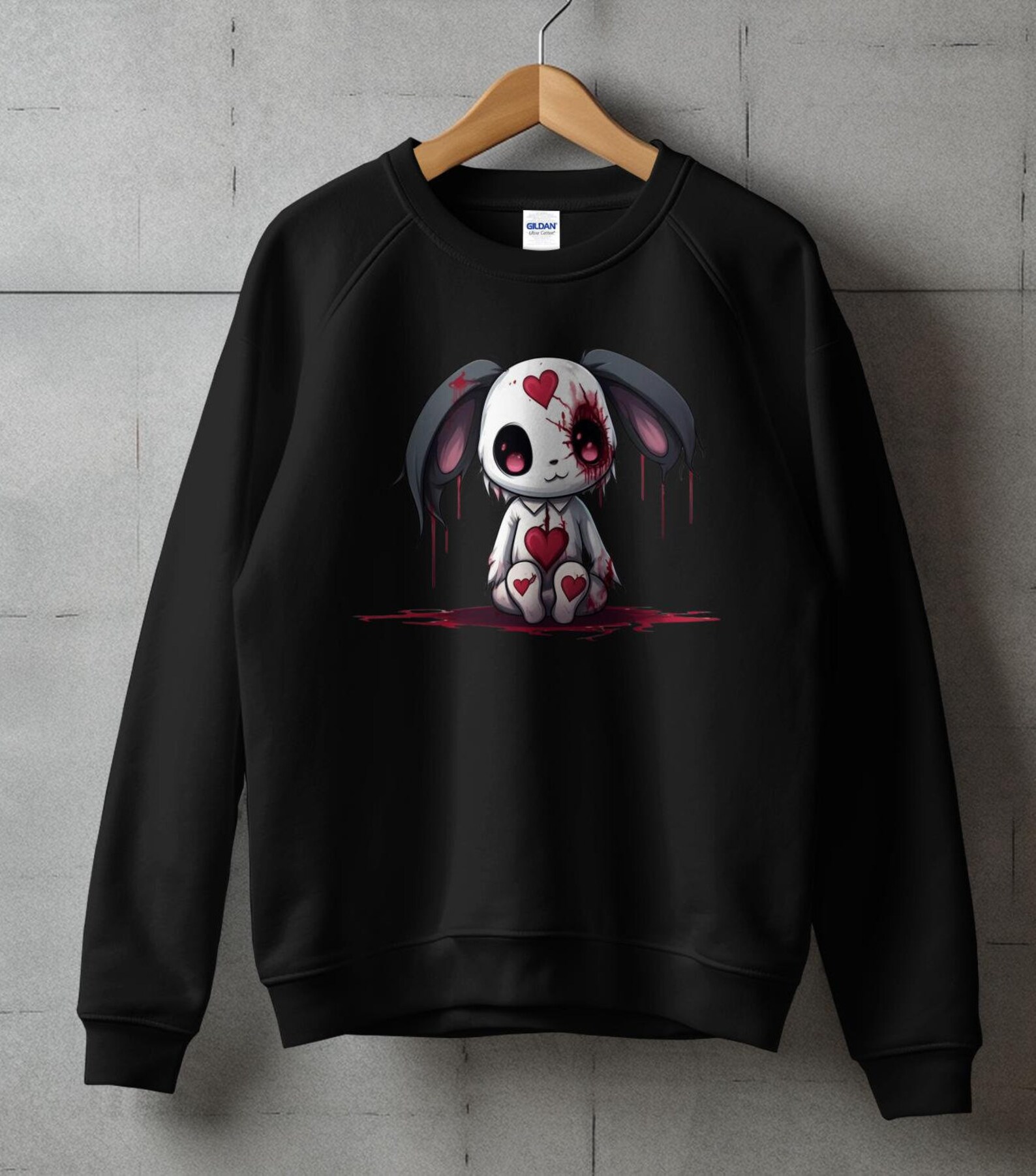 Creepy Cute Rabbit T-shirt, Yami Kawaii Hoodie, Plus Sized Goth Shirt ...