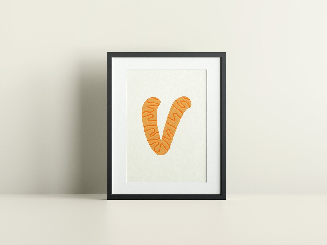 Letter V DIGITAL PRINT, Cute Alphabet Wall Art for Learning or Design ...