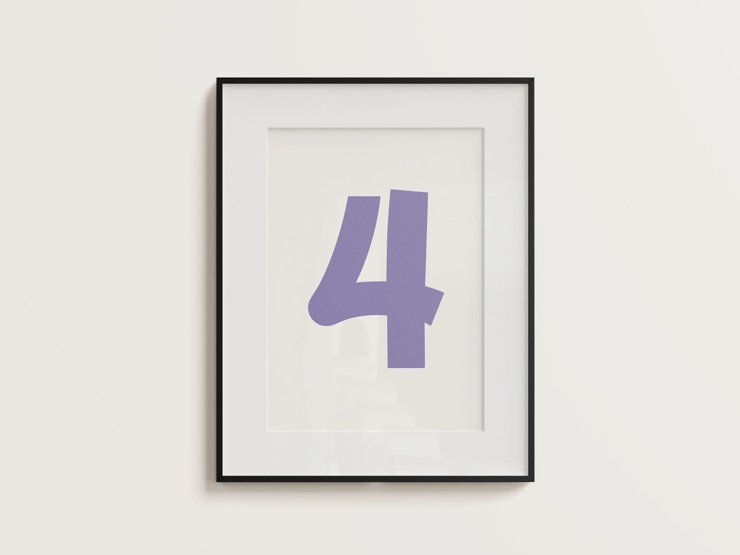 Number 4 DIGITAL PRINT, Cute Number Wall Art for Learning or Design ...