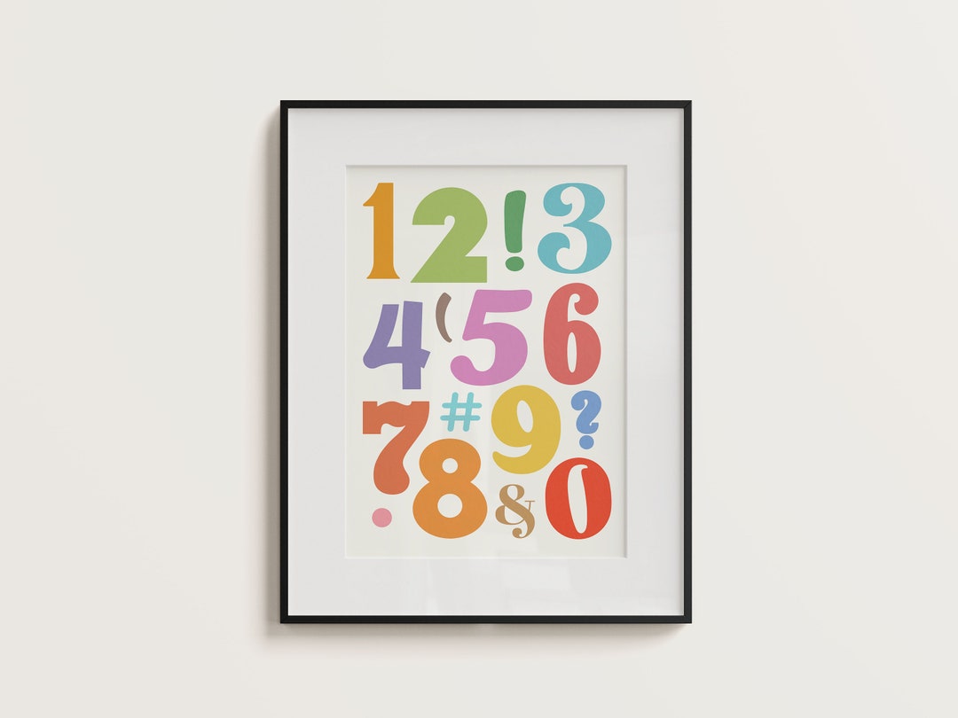 Number Poster DIGITAL PRINT, Cute Number Wall Art for Learning or ...
