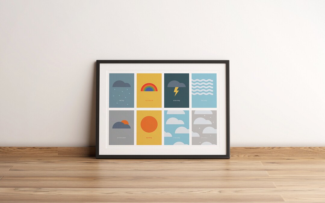 Weather Prints (digital Prints), 9 Cute and Minimal Weather Wall Art ...