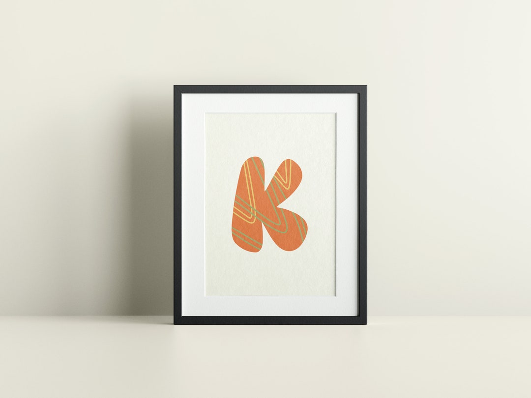 Letter K DIGITAL PRINT, Cute Alphabet Wall Art for Learning or Design ...