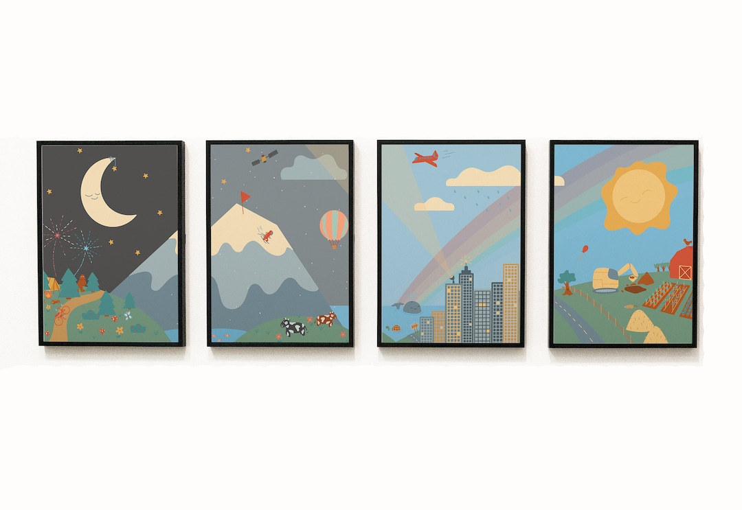 Seasons Prints Wall Art, 4 Posters + 1 Full Poster of Seasonal Scenes ...