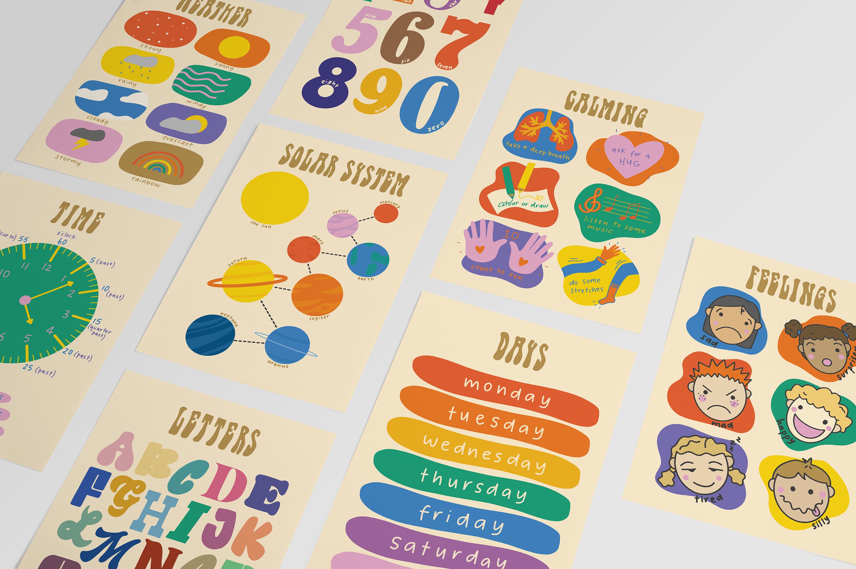 EDUCATIONAL SET (digital Prints), Full Set 12 Posters, Wall Art for ...