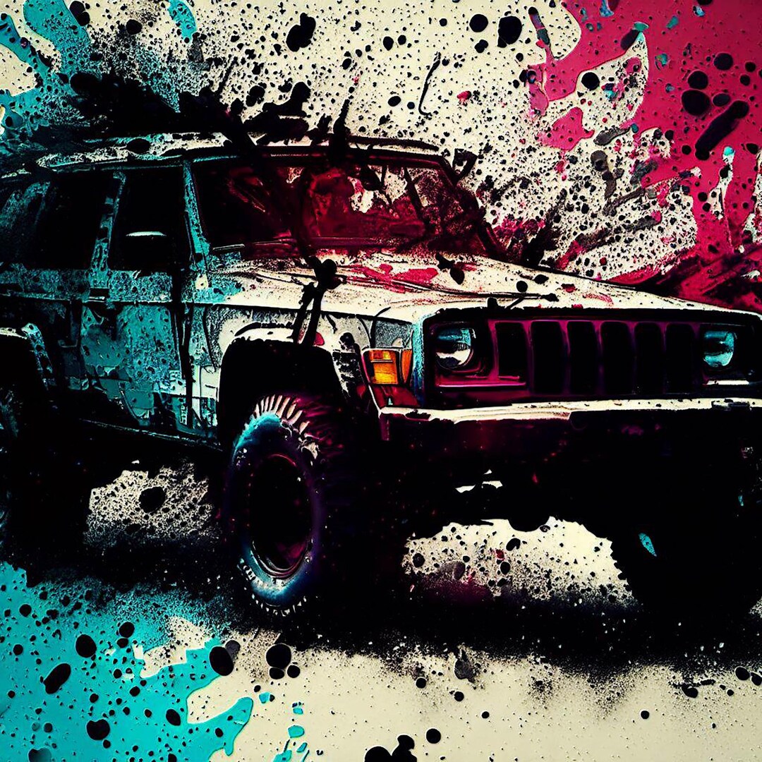 Cherokee XJ Splatter Road - Printable Download - Etsy