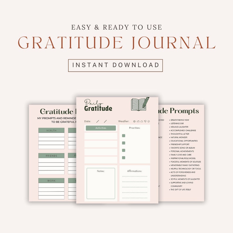 Gratitude Journal, Printable, Digital, That Girl Journal, Goodnotes ...