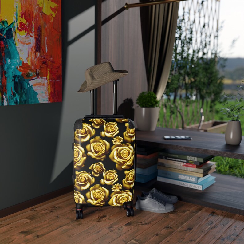 Gold Roses Travel Airport Luggage Suitcases, Cute Flowers Suitcase - Etsy