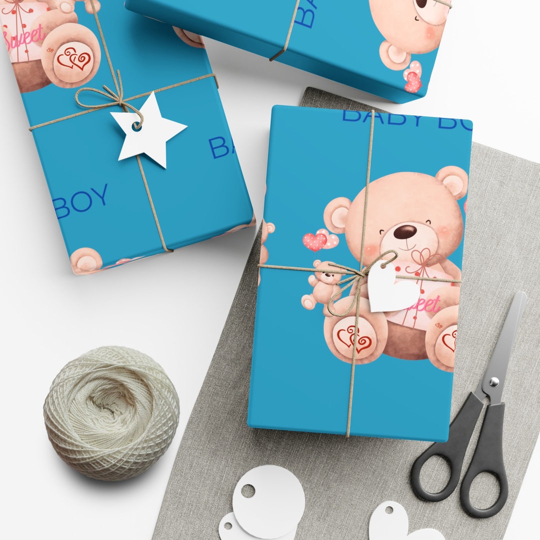 Teddy Bears Baby Boy Wrapping Paper, Baby Shower , Toddlers Gift Wrap ...