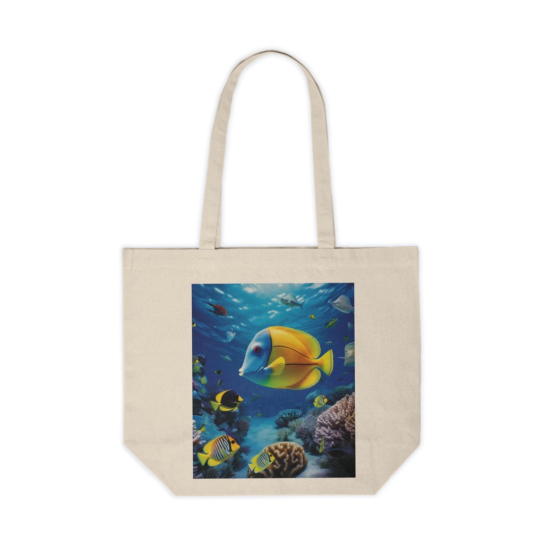 Deep Sea Cute Ocean Fish Tote Bag, BIG 18x15 Canvas Shopping Tote - Etsy