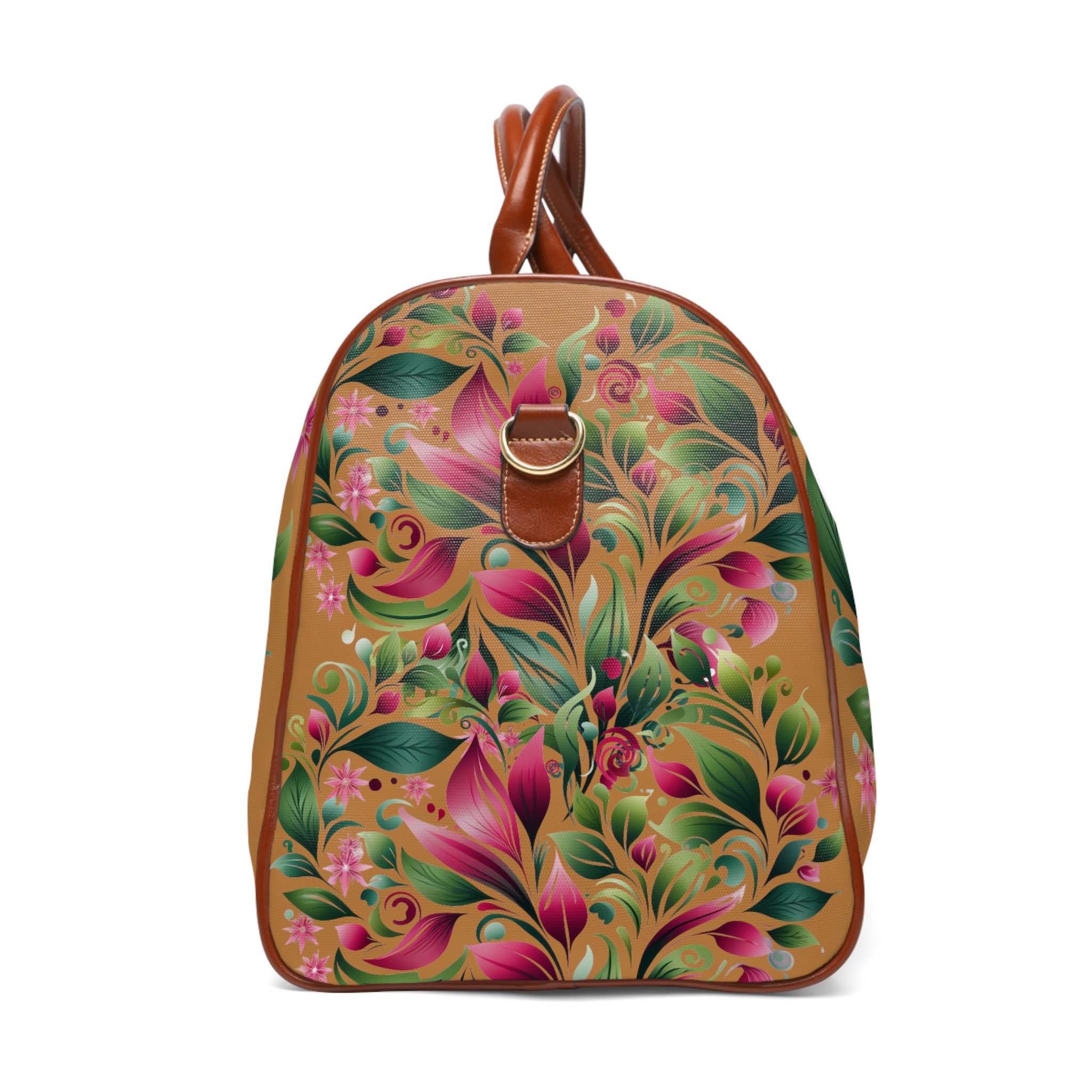 Brown Floral Weekend Trips Big Bag, Vacation Fun Leisure Waterproof ...