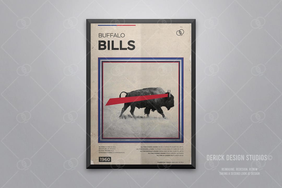 Buffalo Bills Poster Midcentury Modern Minimalist Art Print - Etsy