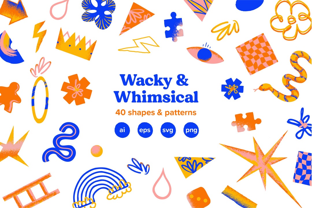 40 Vector Shapes and Patterns | Wacky & Whimsical Asset Pack| Digital ...