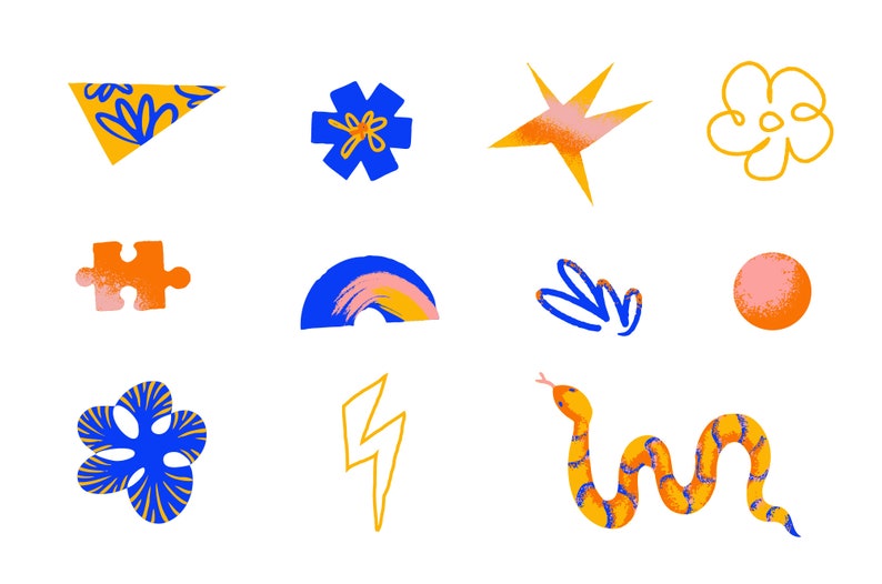 40 Vector Shapes and Patterns | Wacky & Whimsical Asset Pack| Digital ...